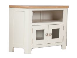 Boston Living Corner 2 Door Glazed Ivory TV Unit | eFurn