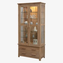 Buy the Opus Solid Oak Glass Display Cabinet | eFurn