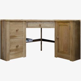 Torino Solid Oak Corner Computer Desk | Free Delivery